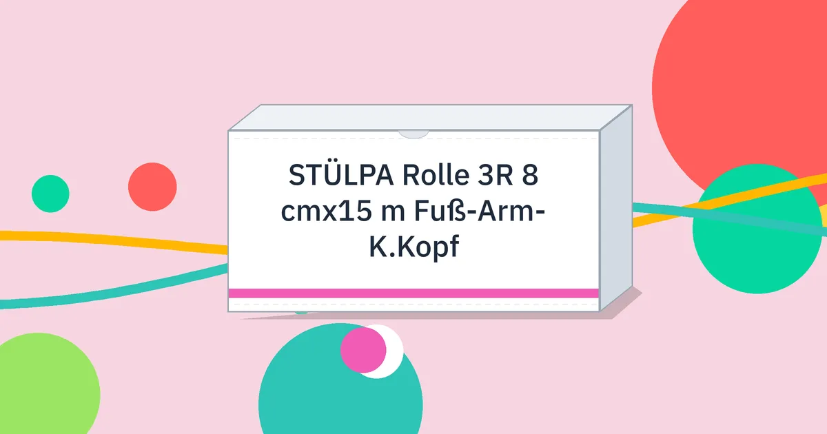Symbolbild: Packung mit der Aufschrift STÜLPA Rolle 3R 8 cmx15 m Fuß-Arm-K.Kopf (PZN 15782391) – Verfügbarkeit und Bezug in Apotheken in Frankfurt am Main