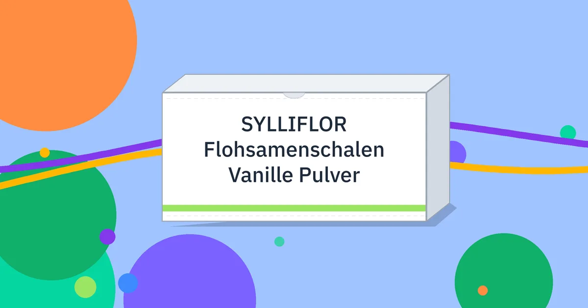 Symbolbild: Packung mit der Aufschrift SYLLIFLOR Flohsamenschalen Vanille Pulver (PZN 19131319) – Verfügbarkeit und Bezug in Apotheken in Frankfurt am Main