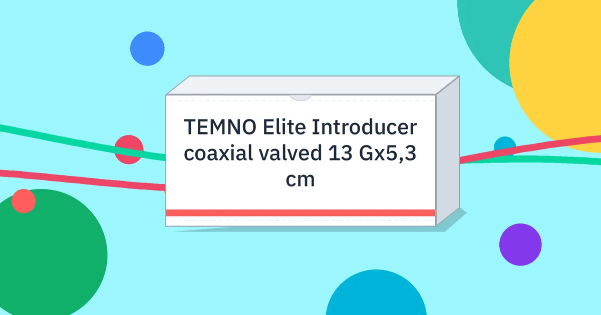 Symbolbild: Packung mit der Aufschrift TEMNO Elite Introducer coaxial valved 13 Gx5,3 cm (PZN 18765507) – Verfügbarkeit und Bezug in Apotheken in Frankfurt am Main
