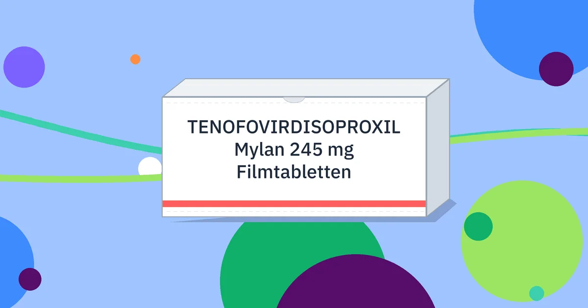 Symbolbild: Packung mit der Aufschrift TENOFOVIRDISOPROXIL Mylan 245 mg Filmtabletten (PZN 17383666) – Verfügbarkeit und Bezug in Apotheken in Frankfurt am Main