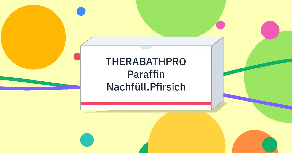 Symbolbild: Packung mit der Aufschrift THERABATHPRO Paraffin Nachfüll.Pfirsich (PZN 03421179) – Verfügbarkeit und Bezug in Apotheken in Frankfurt am Main
