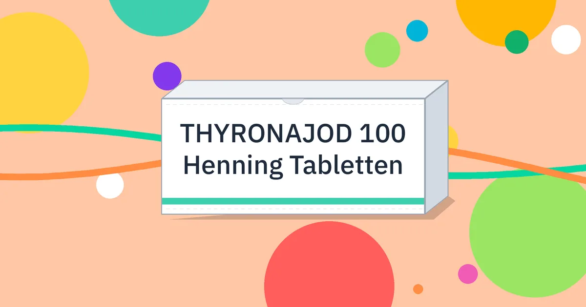 Symbolbild: Packung mit der Aufschrift THYRONAJOD 100 Henning Tabletten (PZN 06882260) – Verfügbarkeit und Bezug in Apotheken in Frankfurt am Main