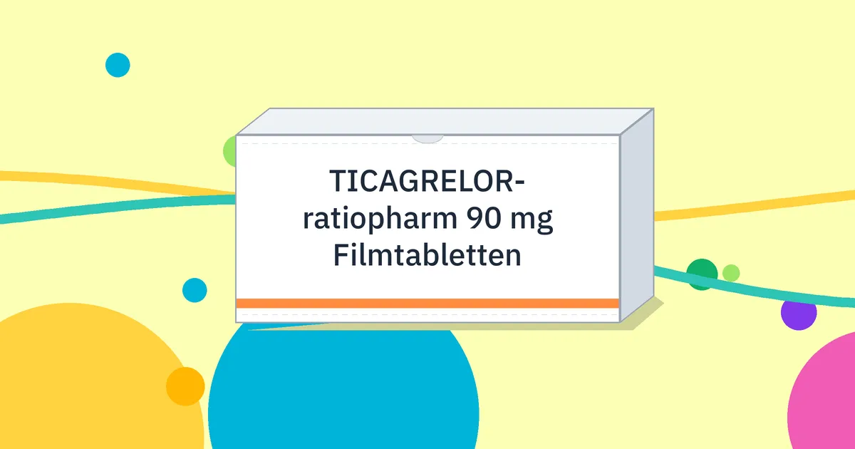 Symbolbild: Packung mit der Aufschrift TICAGRELOR-ratiopharm 90 mg Filmtabletten (PZN 19420070) – Verfügbarkeit und Bezug in Apotheken in Frankfurt am Main