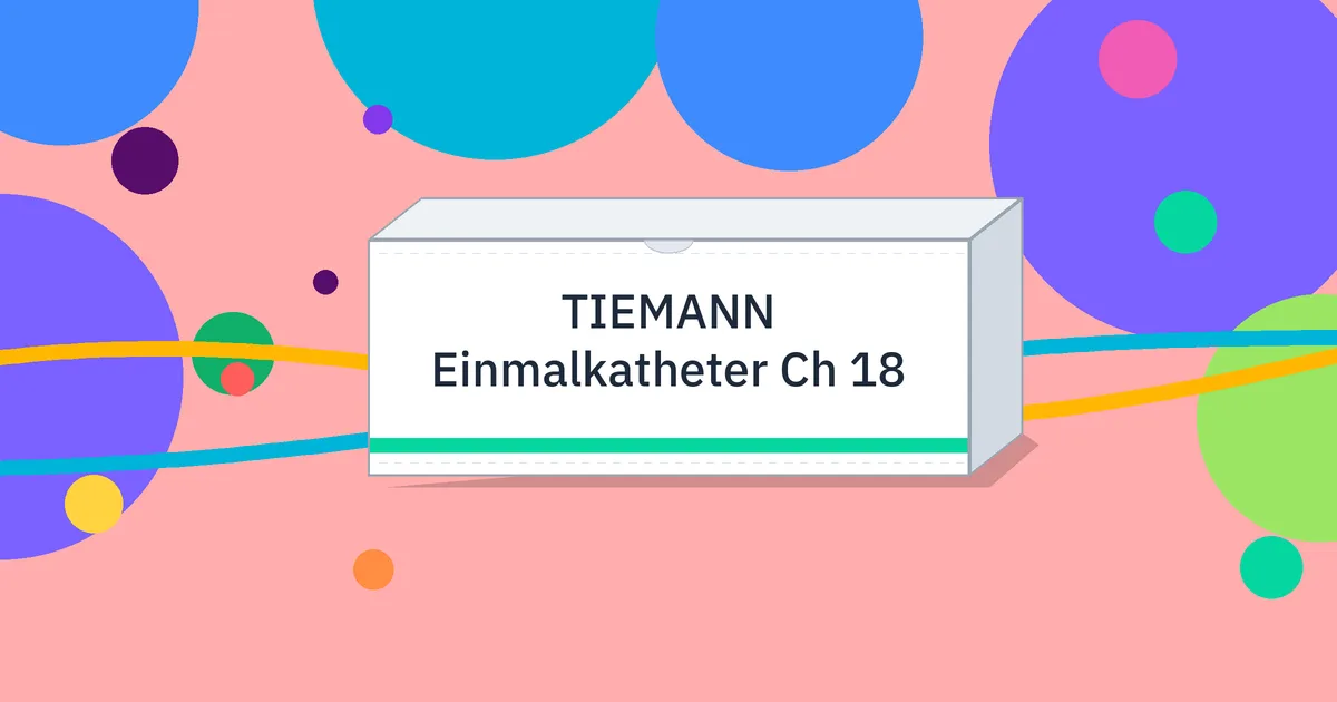 Symbolbild: Packung mit der Aufschrift TIEMANN Einmalkatheter Ch 18 (PZN 01381010) – Verfügbarkeit und Bezug in Apotheken in Frankfurt am Main