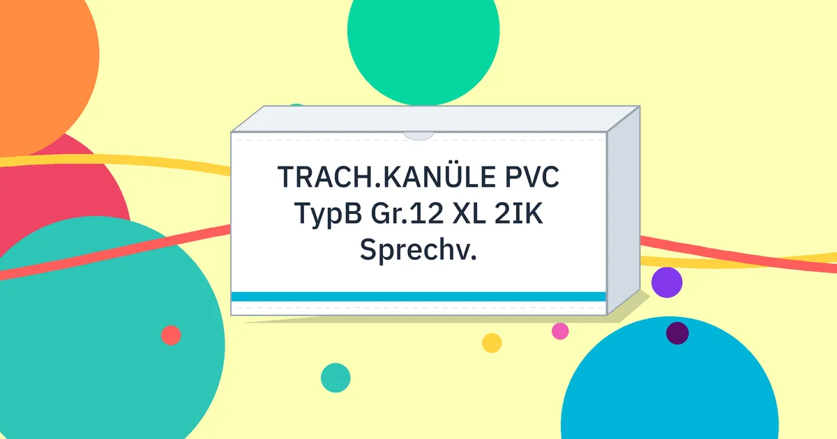 Symbolbild: Packung mit der Aufschrift TRACH.KANÜLE PVC TypB Gr.12 XL 2IK Sprechv. (PZN 06999944) – Verfügbarkeit und Bezug in Apotheken in Frankfurt am Main