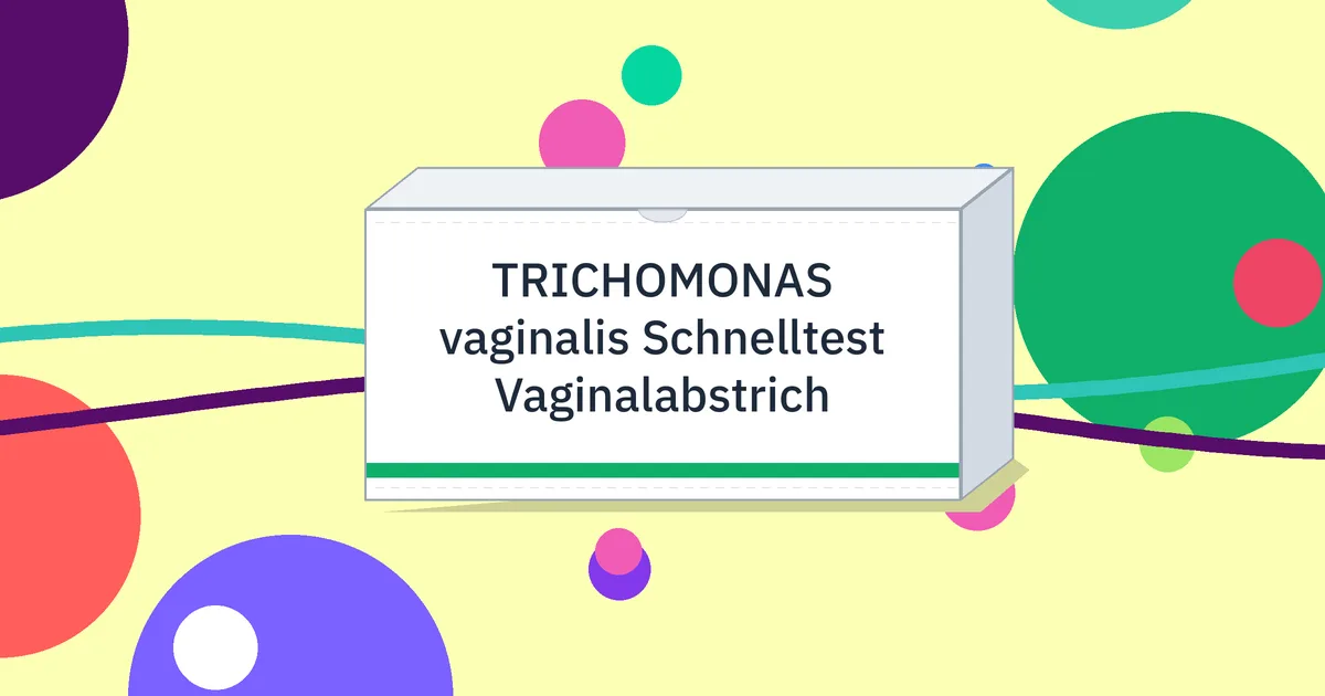 Symbolbild: Packung mit der Aufschrift TRICHOMONAS vaginalis Schnelltest Vaginalabstrich (PZN 19850646) – Verfügbarkeit und Bezug in Apotheken in Frankfurt am Main
