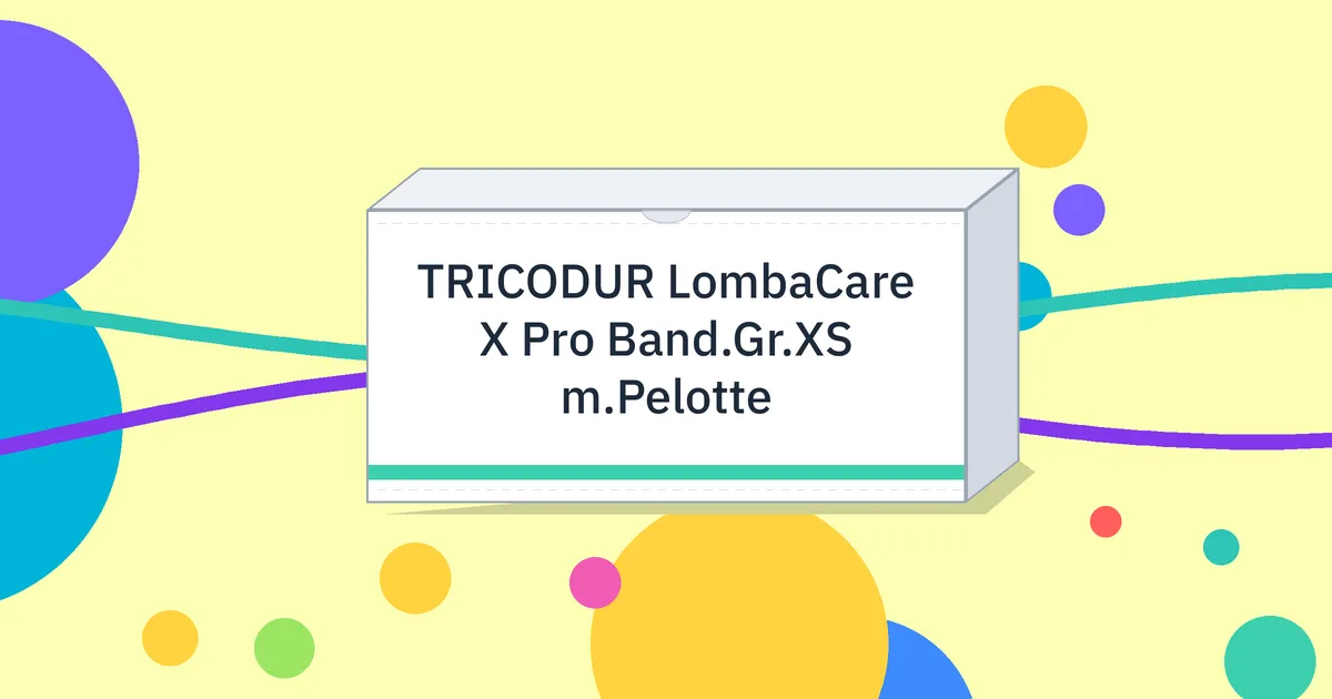 Symbolbild: Packung mit der Aufschrift TRICODUR LombaCare X Pro Band.Gr.XS m.Pelotte (PZN 05039254) – Verfügbarkeit und Bezug in Apotheken in Frankfurt am Main