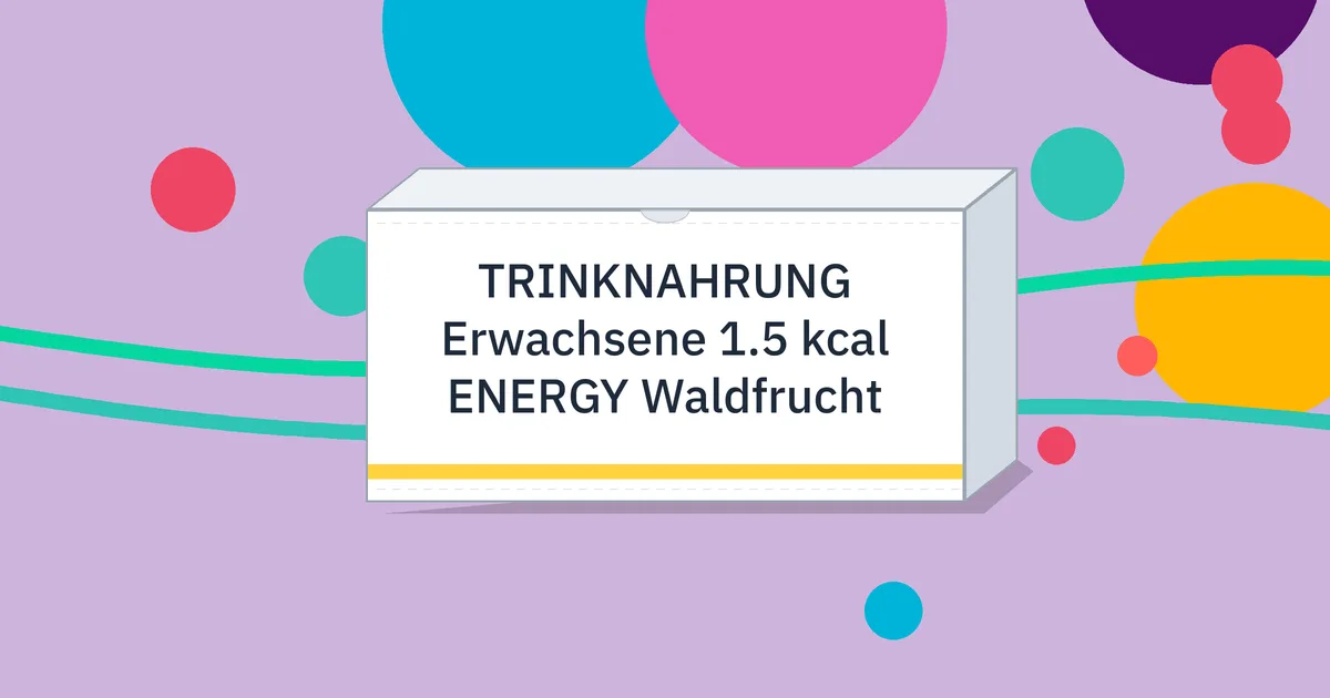 Symbolbild: Packung mit der Aufschrift TRINKNAHRUNG Erwachsene 1.5 kcal ENERGY Waldfrucht (PZN 16917166) – Verfügbarkeit und Bezug in Apotheken in Frankfurt am Main