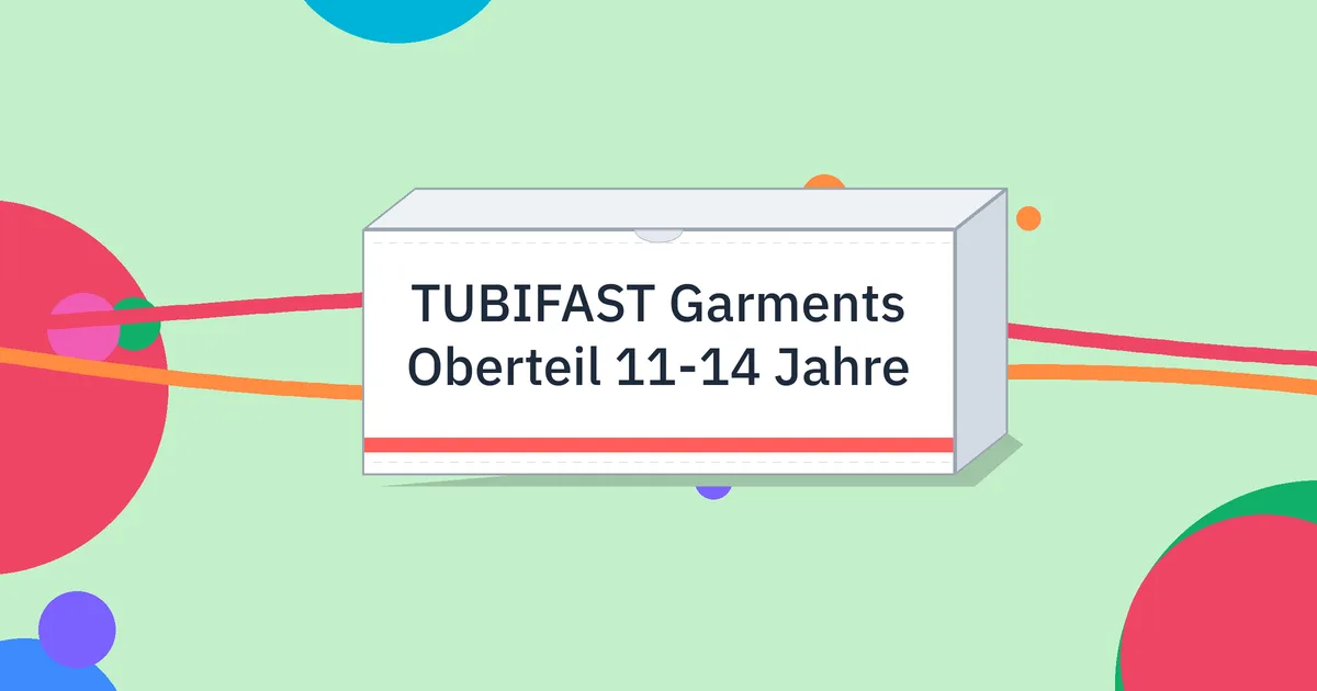 Symbolbild: Packung mit der Aufschrift TUBIFAST Garments Oberteil 11-14 Jahre (PZN 10847418) – Verfügbarkeit und Bezug in Apotheken in Frankfurt am Main