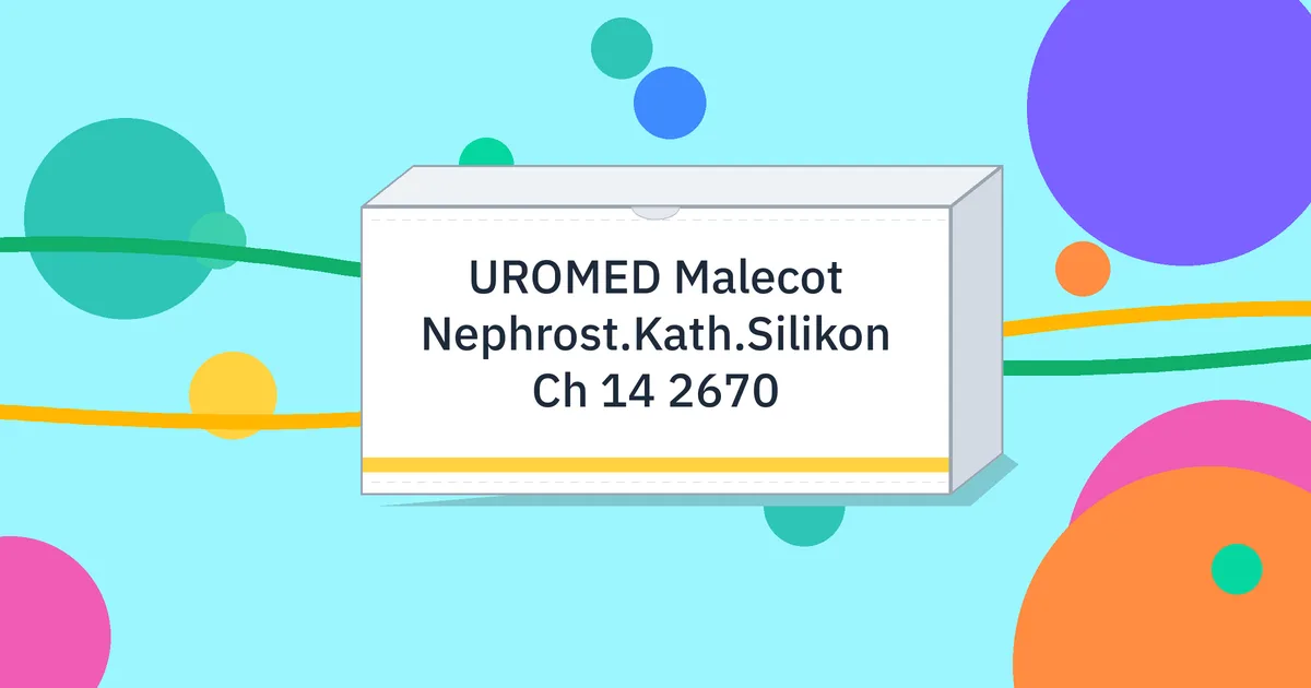 Symbolbild: Packung mit der Aufschrift UROMED Malecot Nephrost.Kath.Silikon Ch 14 2670 (PZN 03281399) – Verfügbarkeit und Bezug in Apotheken in Frankfurt am Main