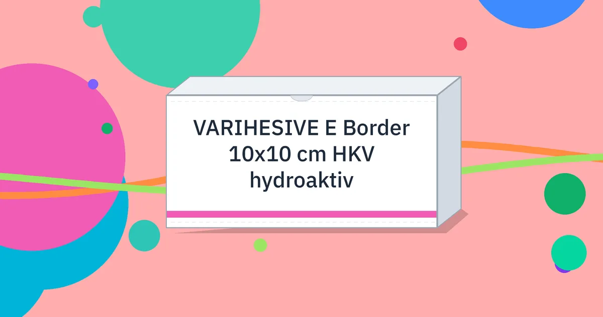 Symbolbild: Packung mit der Aufschrift VARIHESIVE E Border 10x10 cm HKV hydroaktiv (PZN 19433871) – Verfügbarkeit und Bezug in Apotheken in Frankfurt am Main