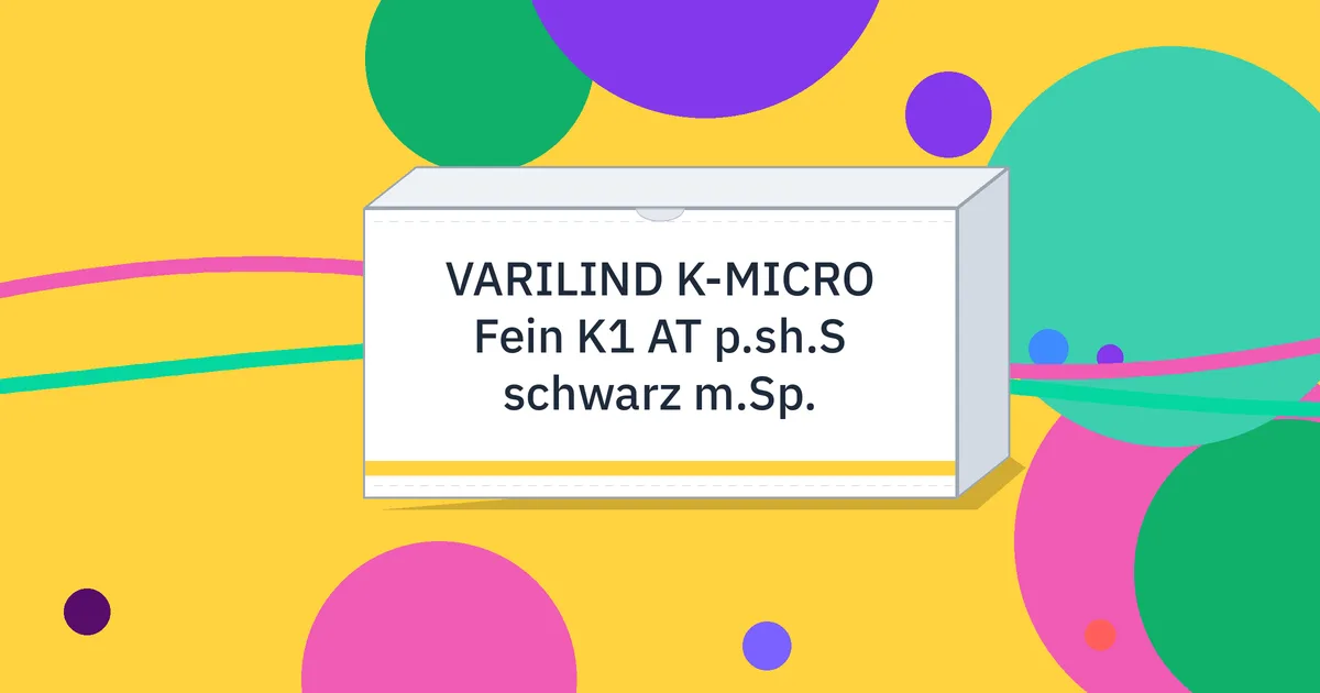 Symbolbild: Packung mit der Aufschrift VARILIND K-MICRO Fein K1 AT p.sh.S schwarz m.Sp. (PZN 20552440) – Verfügbarkeit und Bezug in Apotheken in Frankfurt am Main