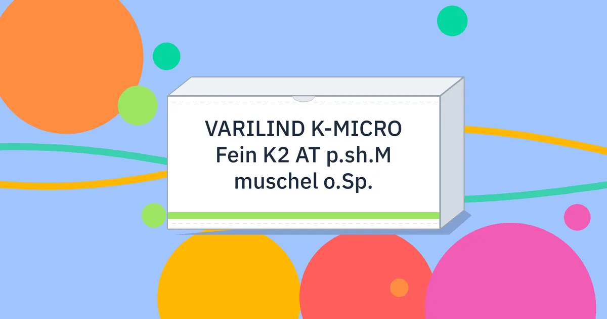 Symbolbild: Packung mit der Aufschrift VARILIND K-MICRO Fein K2 AT p.sh.M muschel o.Sp. (PZN 20554315) – Verfügbarkeit und Bezug in Apotheken in Frankfurt am Main