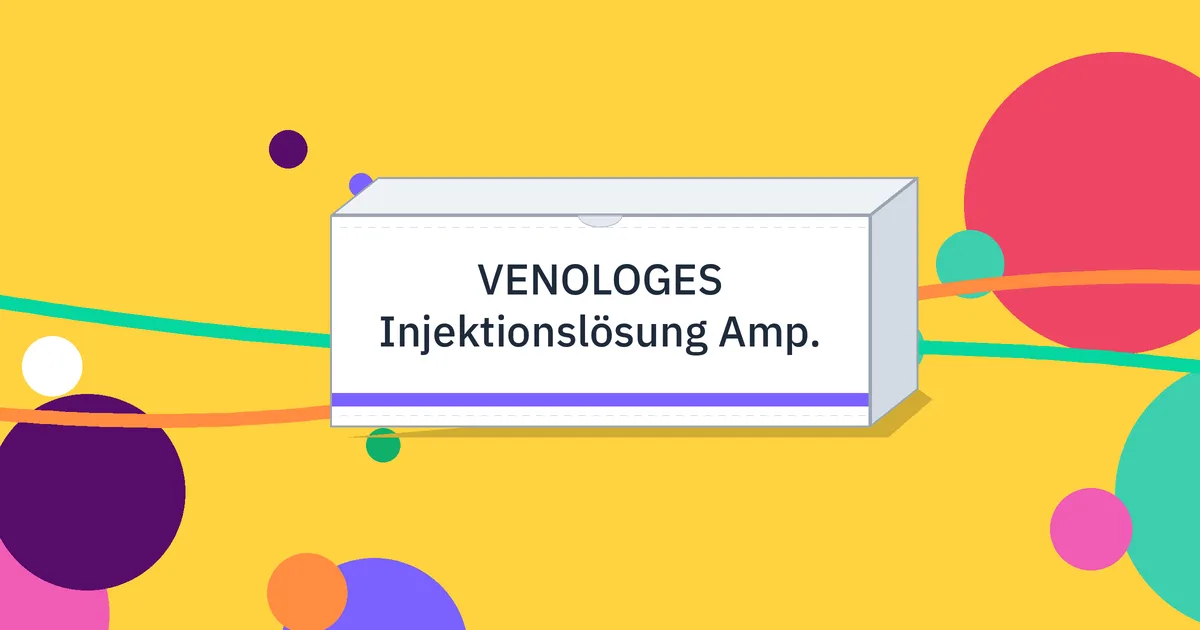 Symbolbild: Packung mit der Aufschrift VENOLOGES Injektionslösung Amp. (PZN 13699763) – Verfügbarkeit und Bezug in Apotheken in Frankfurt am Main