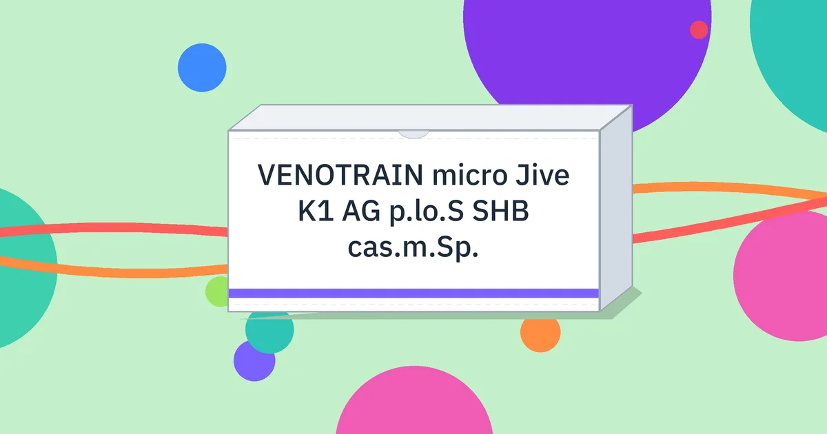 Symbolbild: Packung mit der Aufschrift VENOTRAIN micro Jive K1 AG p.lo.S SHB cas.m.Sp. (PZN 20767146) – Verfügbarkeit und Bezug in Apotheken in Frankfurt am Main