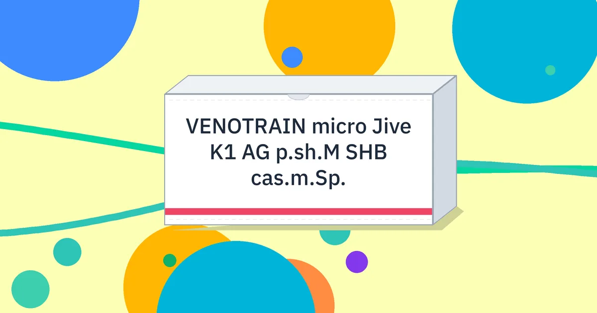 Symbolbild: Packung mit der Aufschrift VENOTRAIN micro Jive K1 AG p.sh.M SHB cas.m.Sp. (PZN 20767100) – Verfügbarkeit und Bezug in Apotheken in Frankfurt am Main