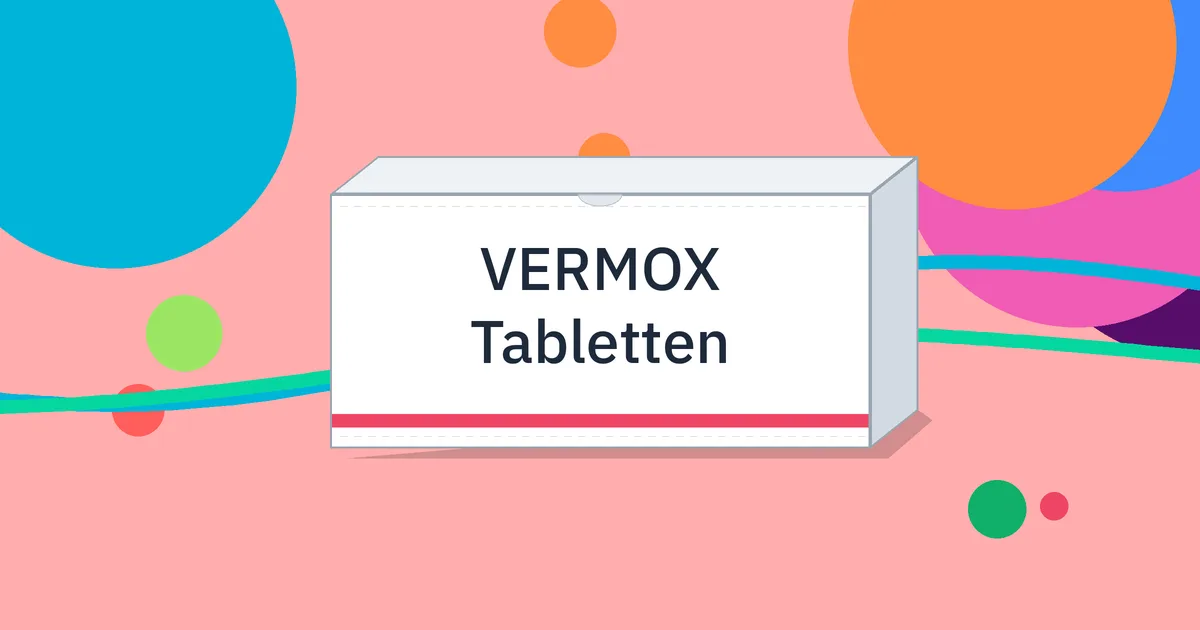 Symbolbild: Packung mit der Aufschrift VERMOX Tabletten (PZN 01005778) – Verfügbarkeit und Bezug in Apotheken in Frankfurt am Main