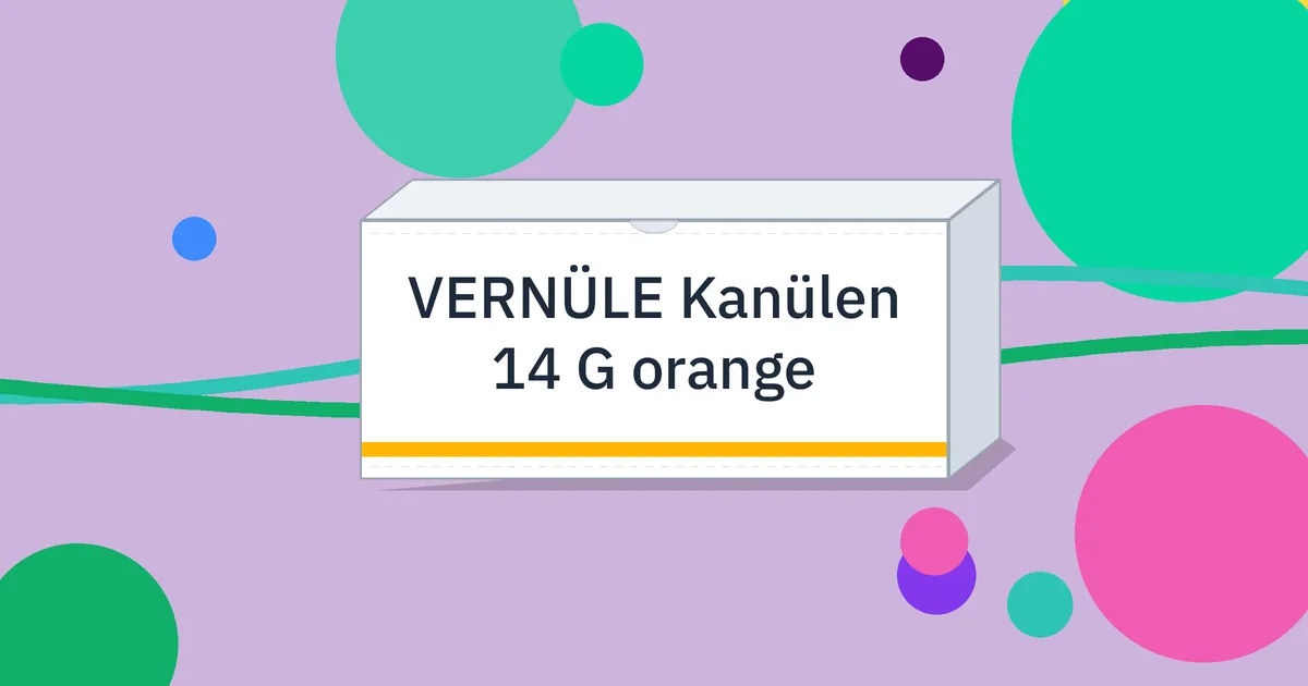 Symbolbild: Packung mit der Aufschrift VERNÜLE Kanülen 14 G orange (PZN 09107969) – Verfügbarkeit und Bezug in Apotheken in Frankfurt am Main