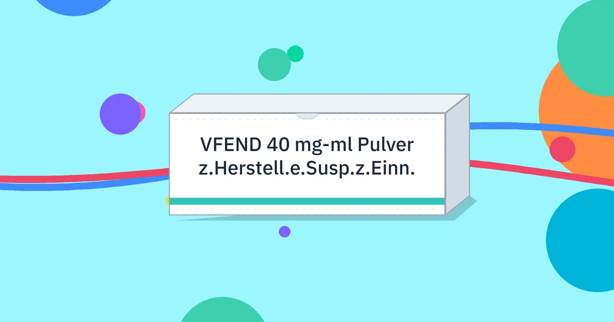 Symbolbild: Packung mit der Aufschrift VFEND 40 mg-ml Pulver z.Herstell.e.Susp.z.Einn. (PZN 03094007) – Verfügbarkeit und Bezug in Apotheken in Frankfurt am Main