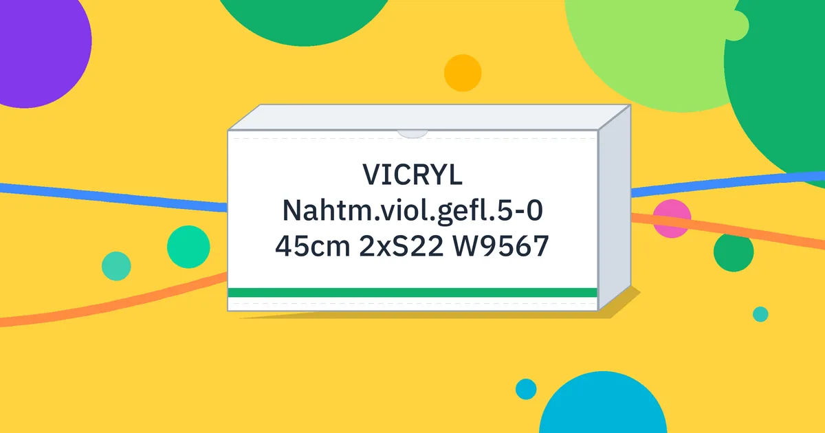 Symbolbild: Packung mit der Aufschrift VICRYL Nahtm.viol.gefl.5-0 45cm 2xS22 W9567 (PZN 16257250) – Verfügbarkeit und Bezug in Apotheken in Frankfurt am Main