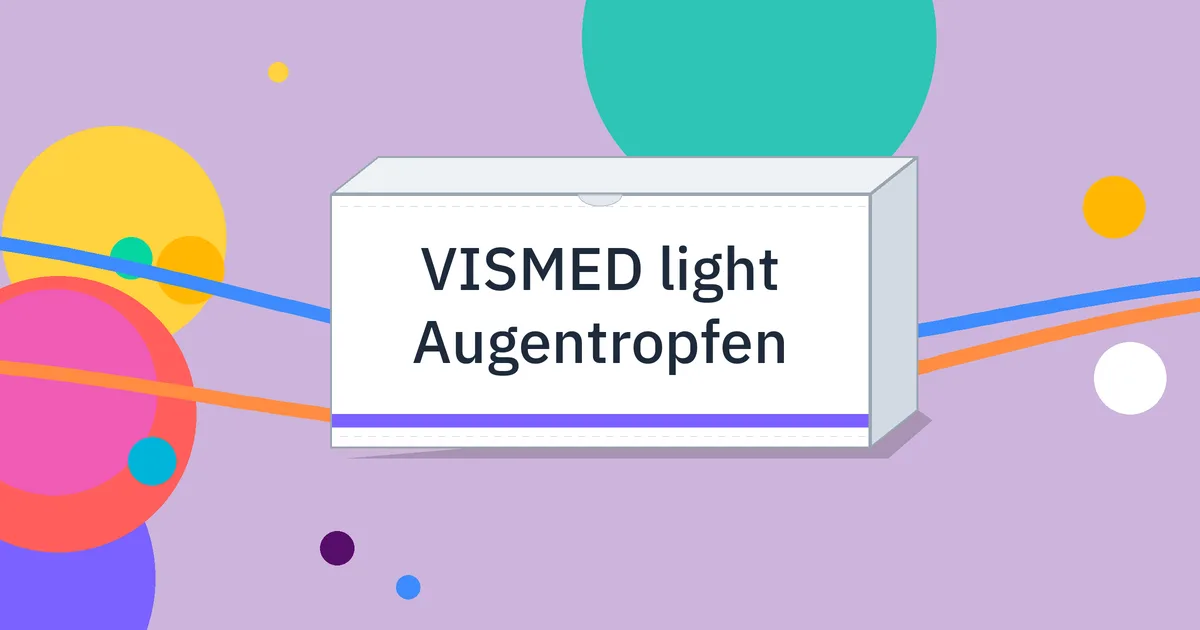 Symbolbild: Packung mit der Aufschrift VISMED light Augentropfen (PZN 06149192) – Verfügbarkeit und Bezug in Apotheken in Frankfurt am Main