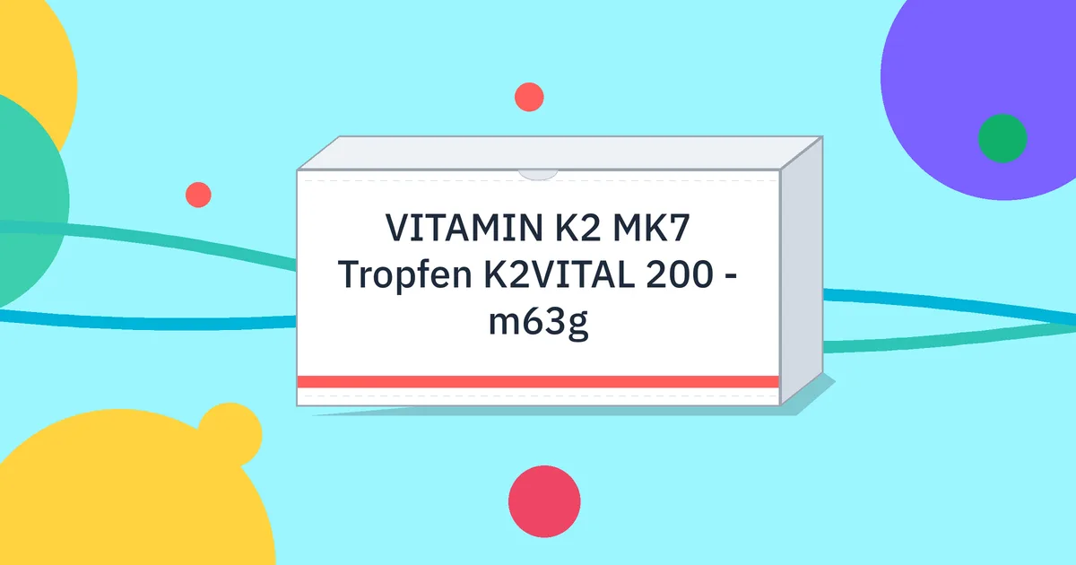 Symbolbild: Packung mit der Aufschrift VITAMIN K2 MK7 Tropfen K2VITAL 200 -m63g (PZN 17949524) – Verfügbarkeit und Bezug in Apotheken in Frankfurt am Main