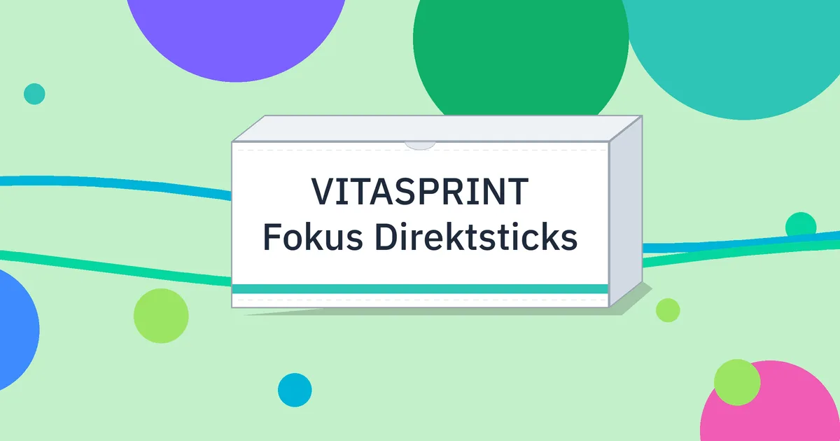 Symbolbild: Packung mit der Aufschrift VITASPRINT Fokus Direktsticks (PZN 18760562) – Verfügbarkeit und Bezug in Apotheken in Frankfurt am Main
