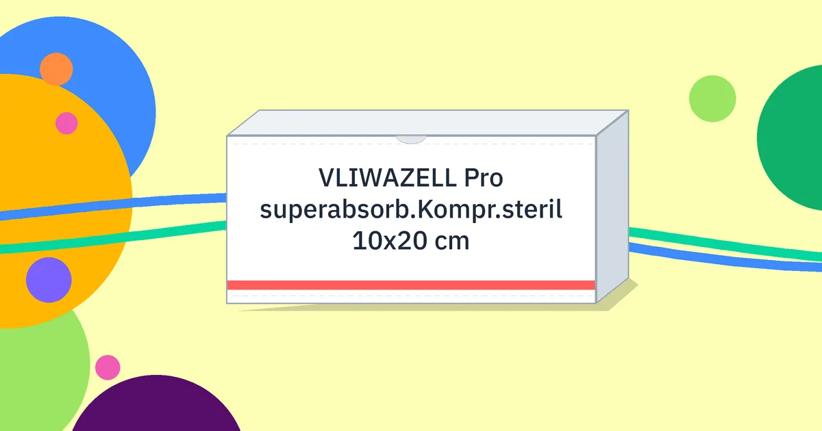 Symbolbild: Packung mit der Aufschrift VLIWAZELL Pro superabsorb.Kompr.steril 10x20 cm (PZN 20611680) – Verfügbarkeit und Bezug in Apotheken in Frankfurt am Main