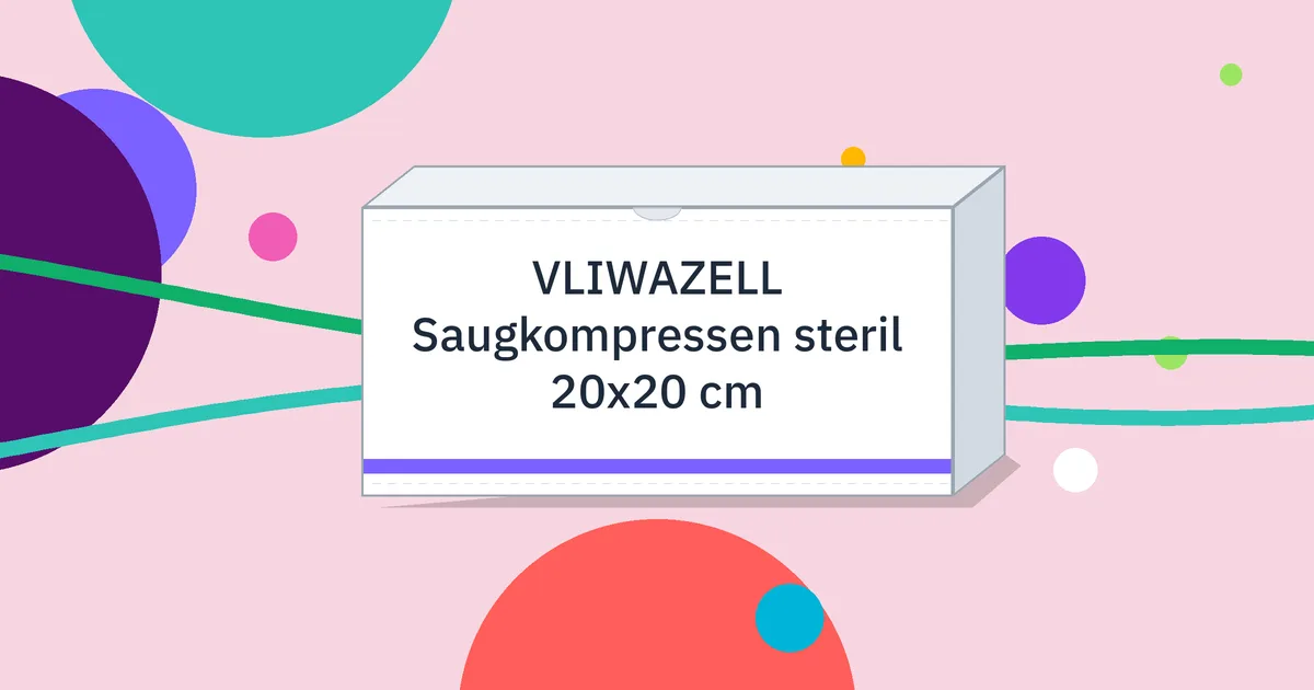 Symbolbild: Packung mit der Aufschrift VLIWAZELL Saugkompressen steril 20x20 cm (PZN 19704519) – Verfügbarkeit und Bezug in Apotheken in Frankfurt am Main