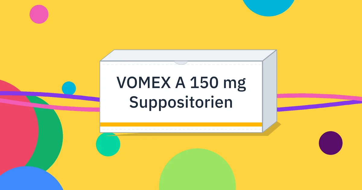 Symbolbild: Packung mit der Aufschrift VOMEX A 150 mg Suppositorien (PZN 01116555) – Verfügbarkeit und Bezug in Apotheken in Frankfurt am Main