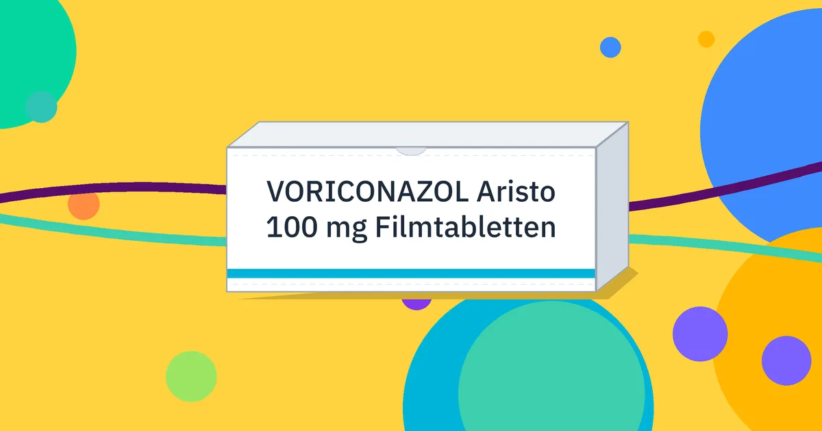 Symbolbild: Packung mit der Aufschrift VORICONAZOL Aristo 100 mg Filmtabletten (PZN 11807378) – Verfügbarkeit und Bezug in Apotheken in Frankfurt am Main