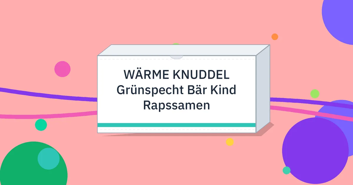 Symbolbild: Packung mit der Aufschrift WÄRME KNUDDEL Grünspecht Bär Kind Rapssamen (PZN 12608528) – Verfügbarkeit und Bezug in Apotheken in Frankfurt am Main
