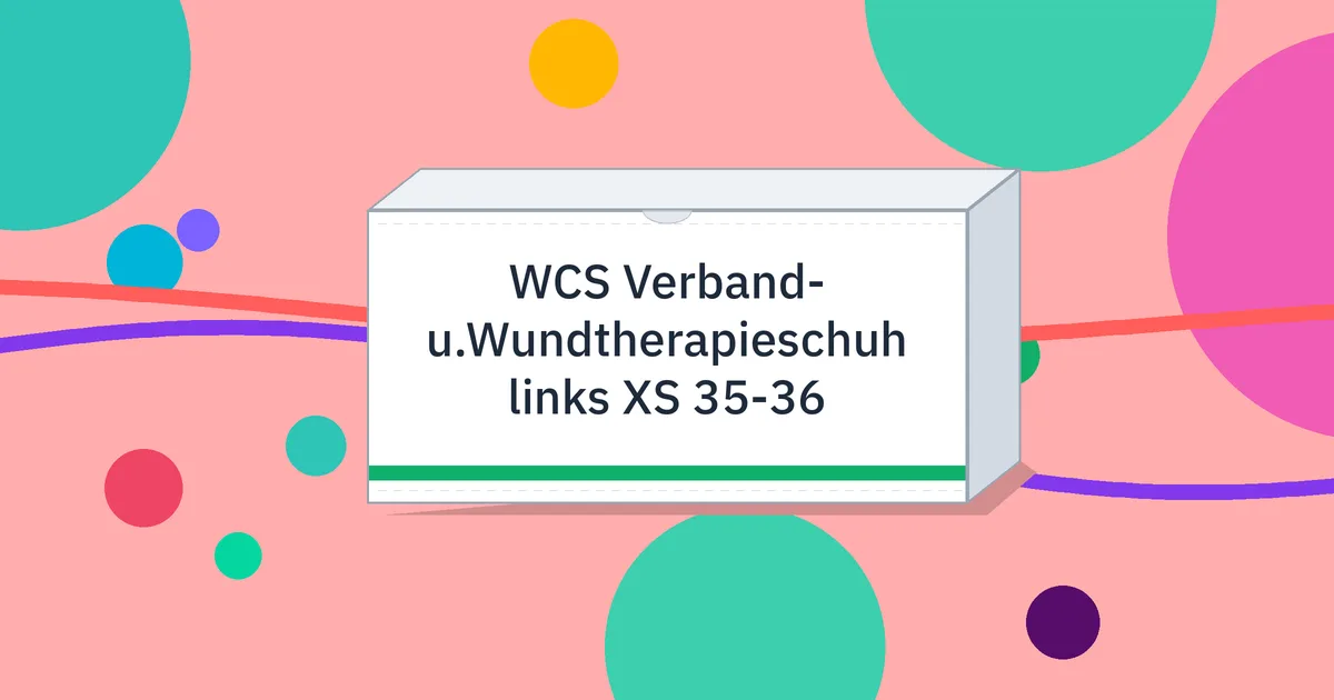 Symbolbild: Packung mit der Aufschrift WCS Verband-u.Wundtherapieschuh links XS 35-36 (PZN 16629533) – Verfügbarkeit und Bezug in Apotheken in Frankfurt am Main