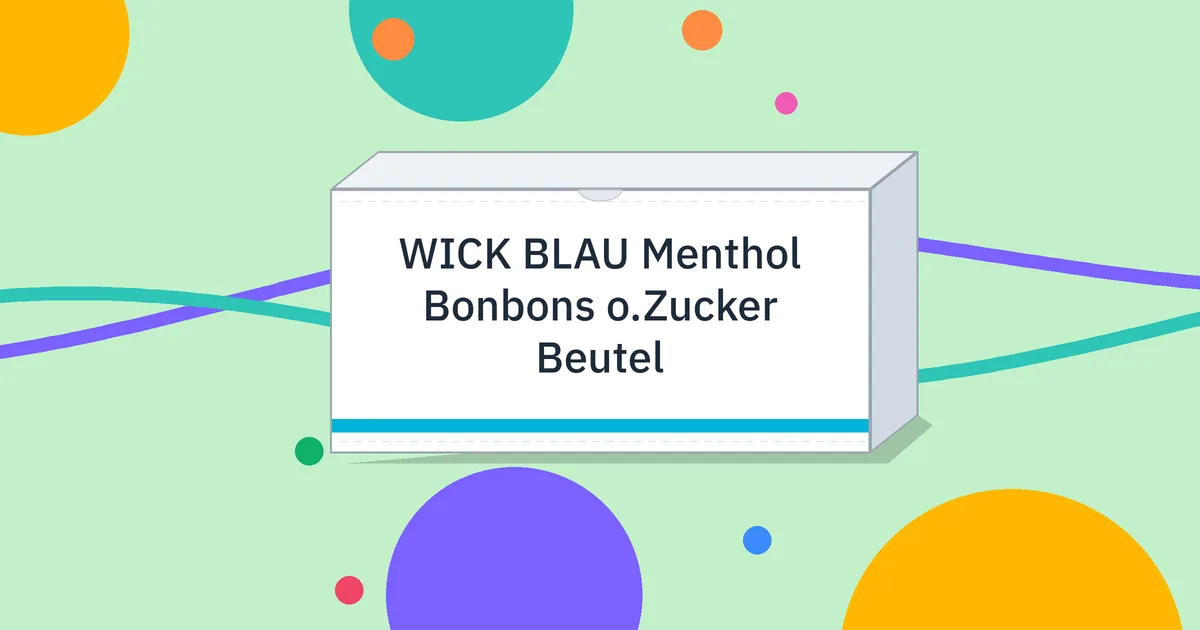 Symbolbild: Packung mit der Aufschrift WICK BLAU Menthol Bonbons o.Zucker Beutel (PZN 12595323) – Verfügbarkeit und Bezug in Apotheken in Frankfurt am Main