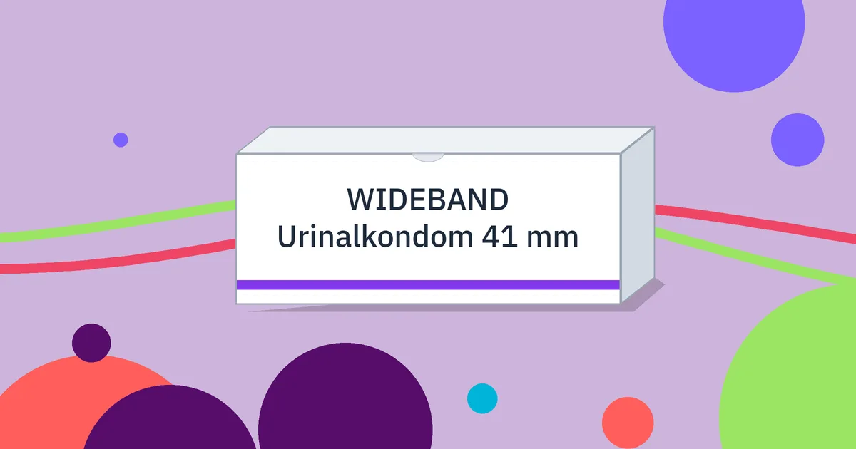 Symbolbild: Packung mit der Aufschrift WIDEBAND Urinalkondom 41 mm (PZN 07532728) – Verfügbarkeit und Bezug in Apotheken in Frankfurt am Main