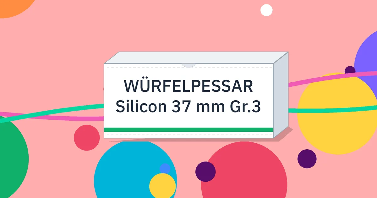Symbolbild: Packung mit der Aufschrift WÜRFELPESSAR Silicon 37 mm Gr.3 (PZN 07702320) – Verfügbarkeit und Bezug in Apotheken in Frankfurt am Main