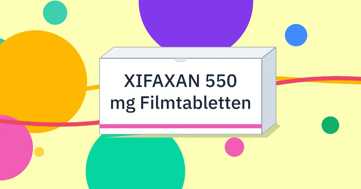 Symbolbild: Packung mit der Aufschrift XIFAXAN 550 mg Filmtabletten (PZN 20010667) – Verfügbarkeit und Bezug in Apotheken in Frankfurt am Main