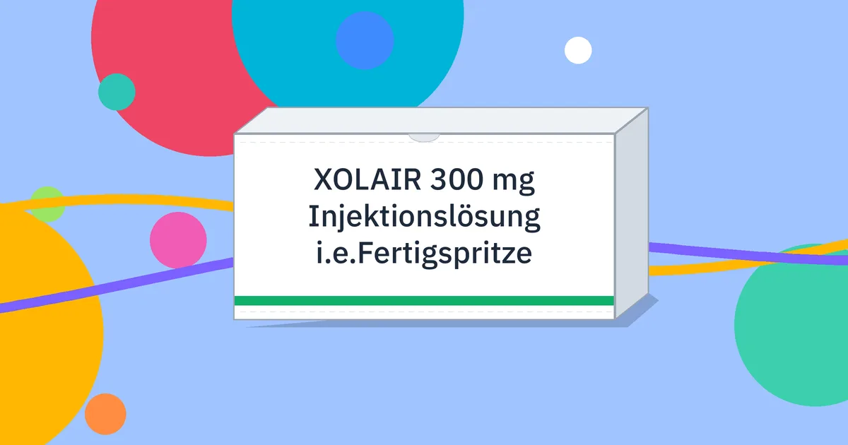 Symbolbild: Packung mit der Aufschrift XOLAIR 300 mg Injektionslösung i.e.Fertigspritze (PZN 19881428) – Verfügbarkeit und Bezug in Apotheken in Frankfurt am Main