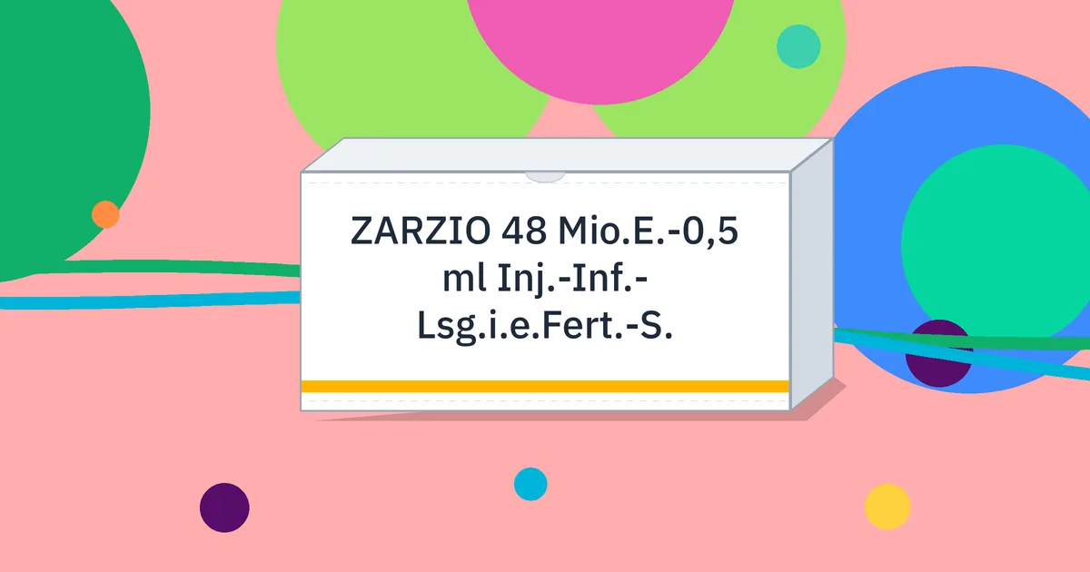 Symbolbild: Packung mit der Aufschrift ZARZIO 48 Mio.E.-0,5 ml Inj.-Inf.-Lsg.i.e.Fert.-S. (PZN 12536266) – Verfügbarkeit und Bezug in Apotheken in Frankfurt am Main