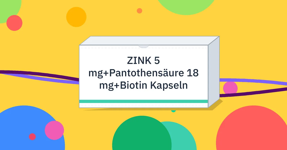 Symbolbild: Packung mit der Aufschrift ZINK 5 mg+Pantothensäure 18 mg+Biotin Kapseln (PZN 13418959) – Verfügbarkeit und Bezug in Apotheken in Frankfurt am Main
