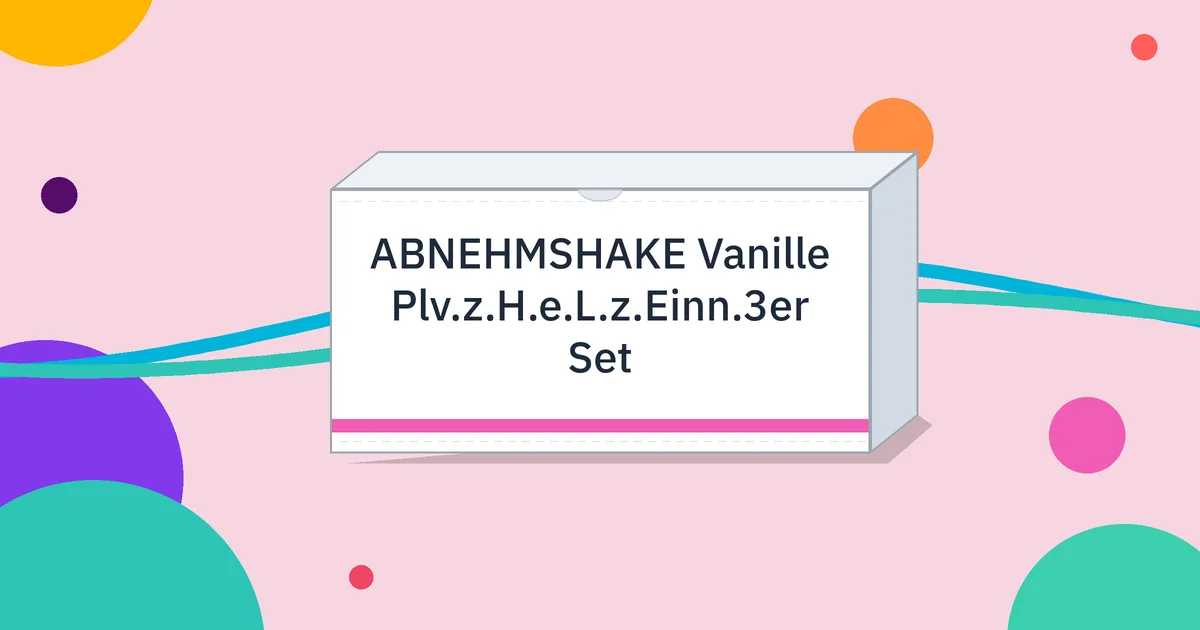 Symbolbild: Packung mit der Aufschrift ABNEHMSHAKE Vanille Plv.z.H.e.L.z.Einn.3er Set (PZN 20098165) – Verfügbarkeit und Bezug in Apotheken in Frankfurt am Main