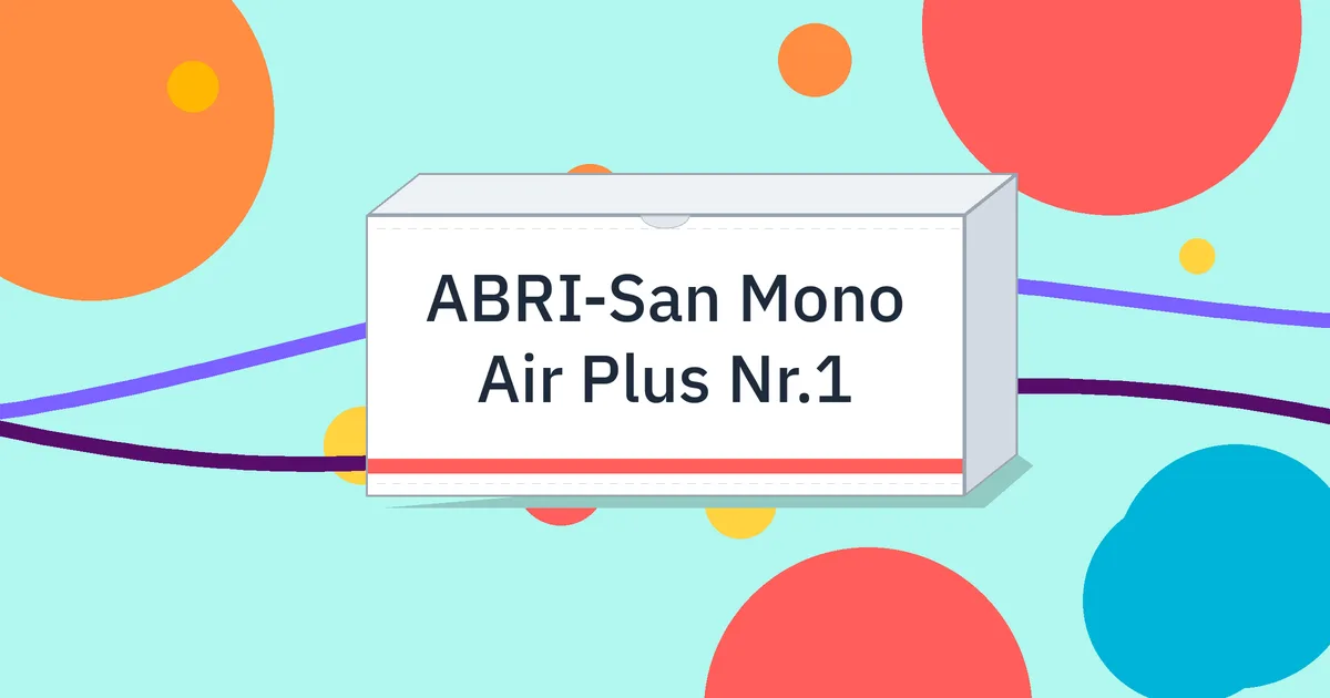 Symbolbild: Packung mit der Aufschrift ABRI-San Mono Air Plus Nr.1 (PZN 02806055) – Verfügbarkeit und Bezug in Apotheken in Frankfurt am Main