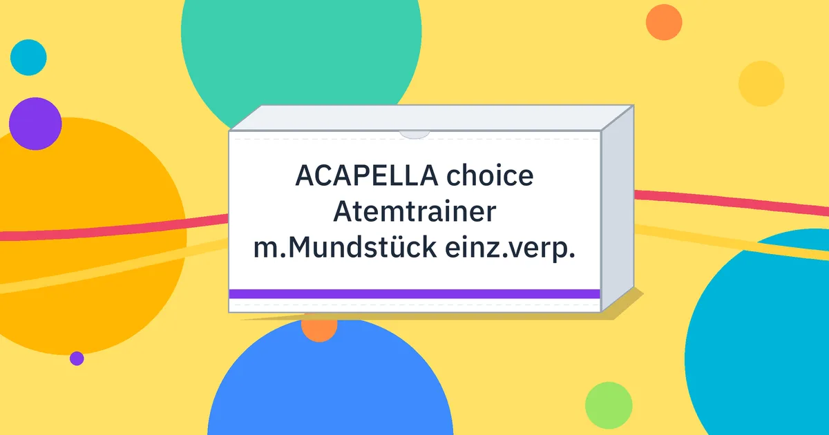 Symbolbild: Packung mit der Aufschrift ACAPELLA choice Atemtrainer m.Mundstück einz.verp. (PZN 12387665) – Verfügbarkeit und Bezug in Apotheken in Frankfurt am Main