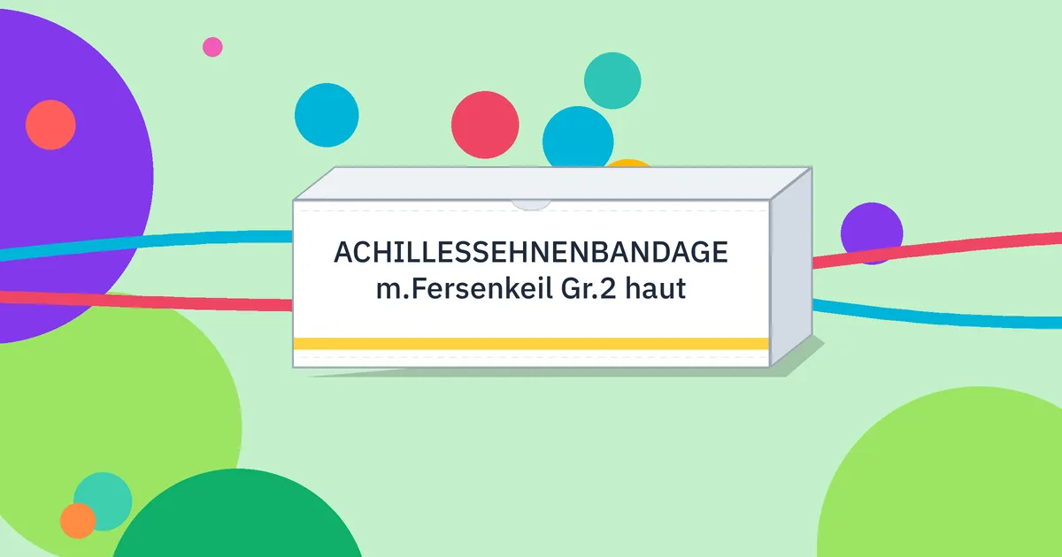 Symbolbild: Packung mit der Aufschrift ACHILLESSEHNENBANDAGE m.Fersenkeil Gr.2 haut (PZN 13826859) – Verfügbarkeit und Bezug in Apotheken in Frankfurt am Main