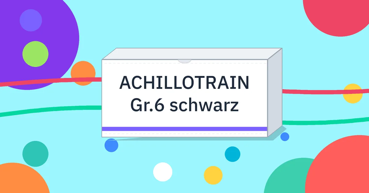 Symbolbild: Packung mit der Aufschrift ACHILLOTRAIN Gr.6 schwarz (PZN 19226221) – Verfügbarkeit und Bezug in Apotheken in Frankfurt am Main