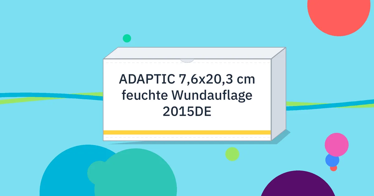 Symbolbild: Packung mit der Aufschrift ADAPTIC 7,6x20,3 cm feuchte Wundauflage 2015DE (PZN 16515605) – Verfügbarkeit und Bezug in Apotheken in Frankfurt am Main