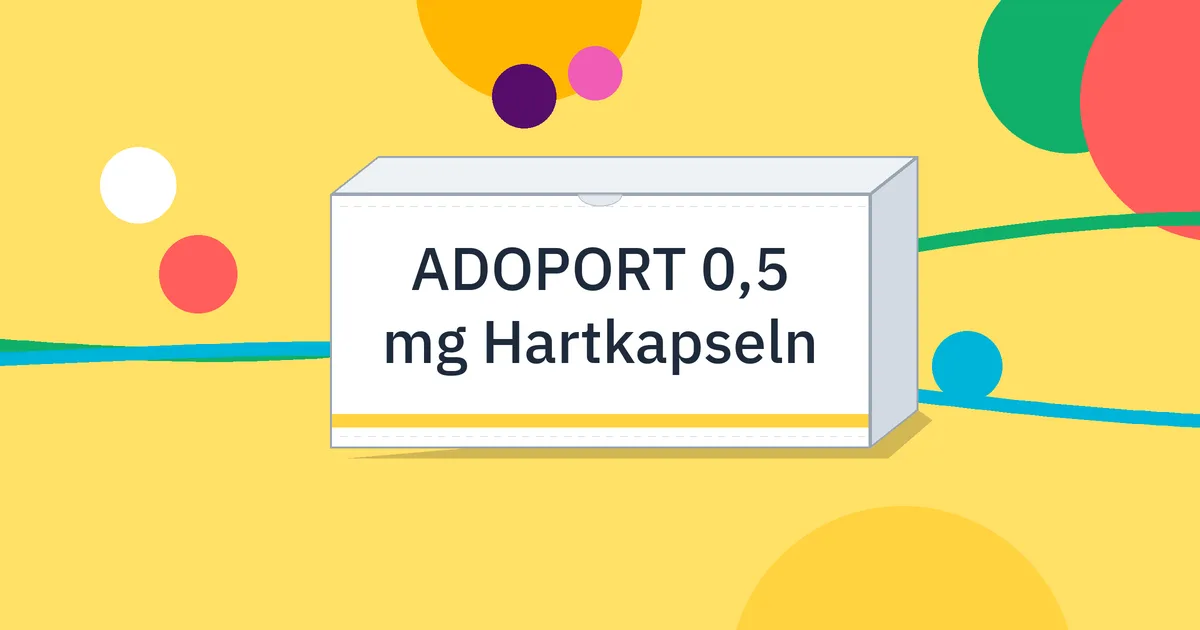 Symbolbild: Packung mit der Aufschrift ADOPORT 0,5 mg Hartkapseln (PZN 17505230) – Verfügbarkeit und Bezug in Apotheken in Frankfurt am Main