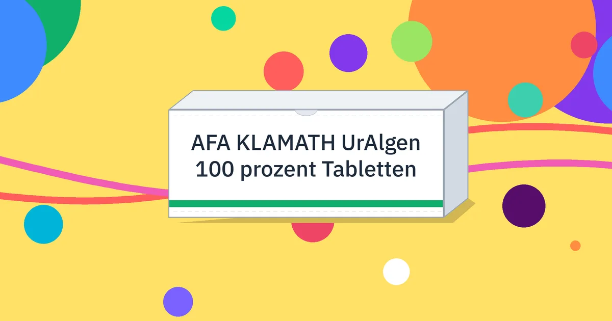Symbolbild: Packung mit der Aufschrift AFA KLAMATH UrAlgen 100 prozent Tabletten (PZN 11305547) – Verfügbarkeit und Bezug in Apotheken in Frankfurt am Main