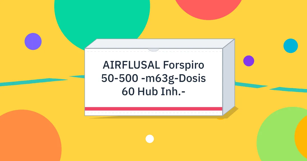 Symbolbild: Packung mit der Aufschrift AIRFLUSAL Forspiro 50-500 -m63g-Dosis 60 Hub Inh.- (PZN 16803646) – Verfügbarkeit und Bezug in Apotheken in Frankfurt am Main