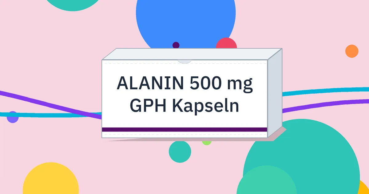 Symbolbild: Packung mit der Aufschrift ALANIN 500 mg GPH Kapseln (PZN 00127769) – Verfügbarkeit und Bezug in Apotheken in Frankfurt am Main